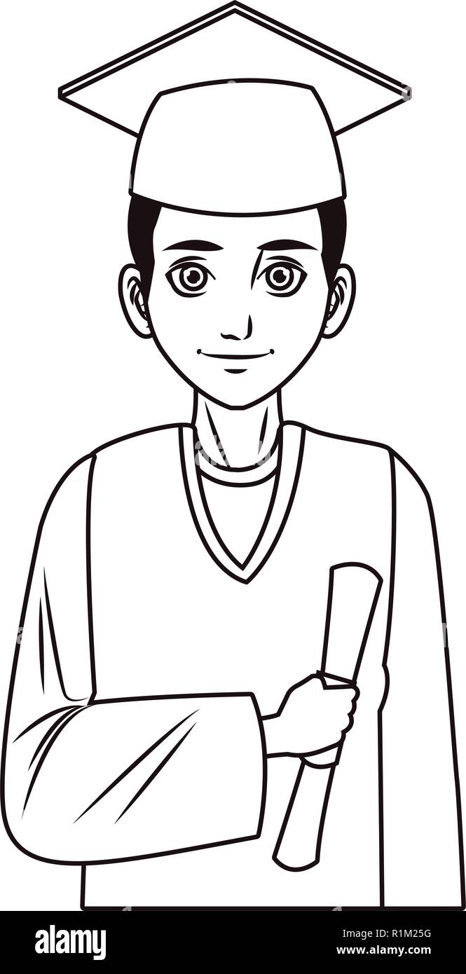 young graduate man face cartoon vector illustration graphic design ...