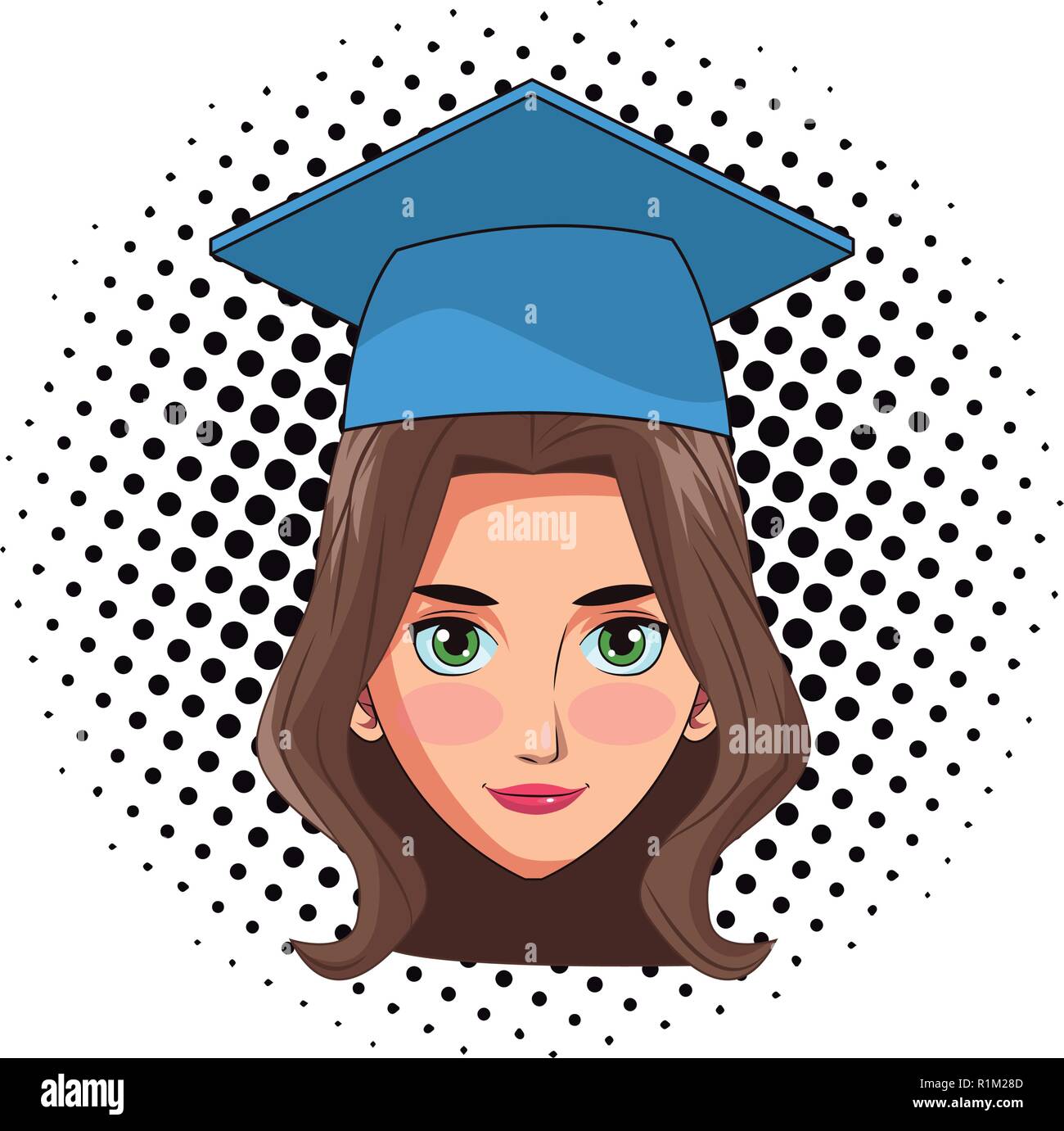 graduate young woman face cartoon vector illustration graphic design ...