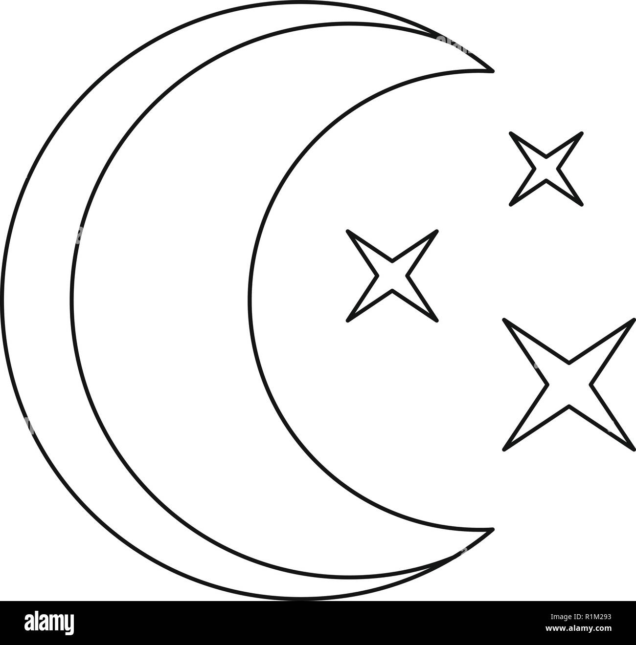 Moon icon. Outline illustration of moon vector icon for web Stock ...