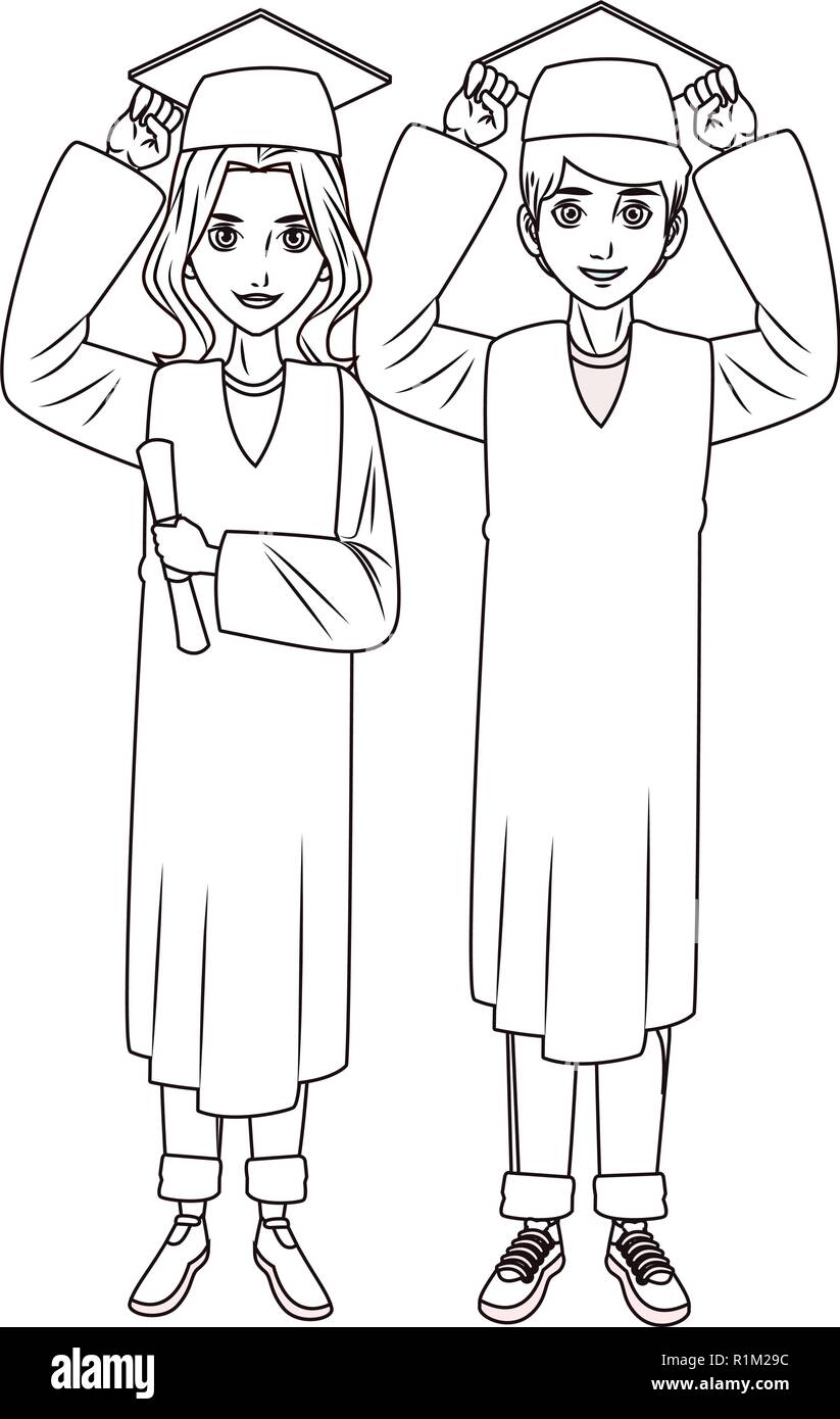 Graduate young couple cartoon hi-res stock photography and images - Alamy