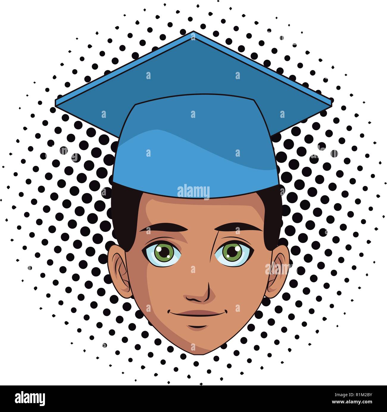 young graduate man face cartoon vector illustration graphic design ...