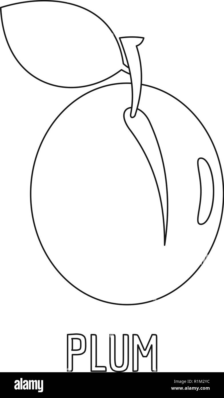 Plum icon. Outline illustration of plum vector icon for web Stock ...