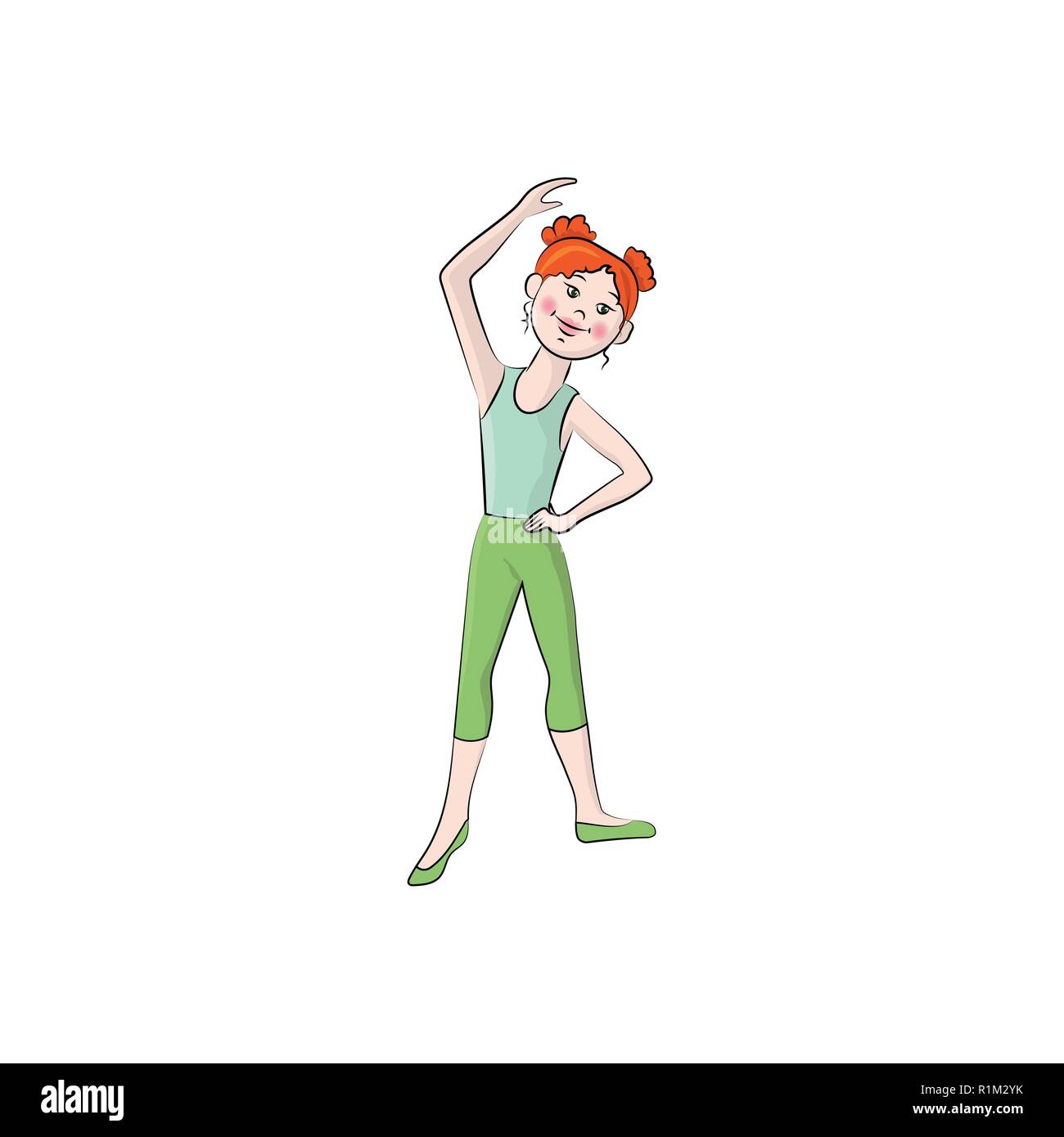 Girl (woman) does exercises. Vector color illustration Stock Vector ...