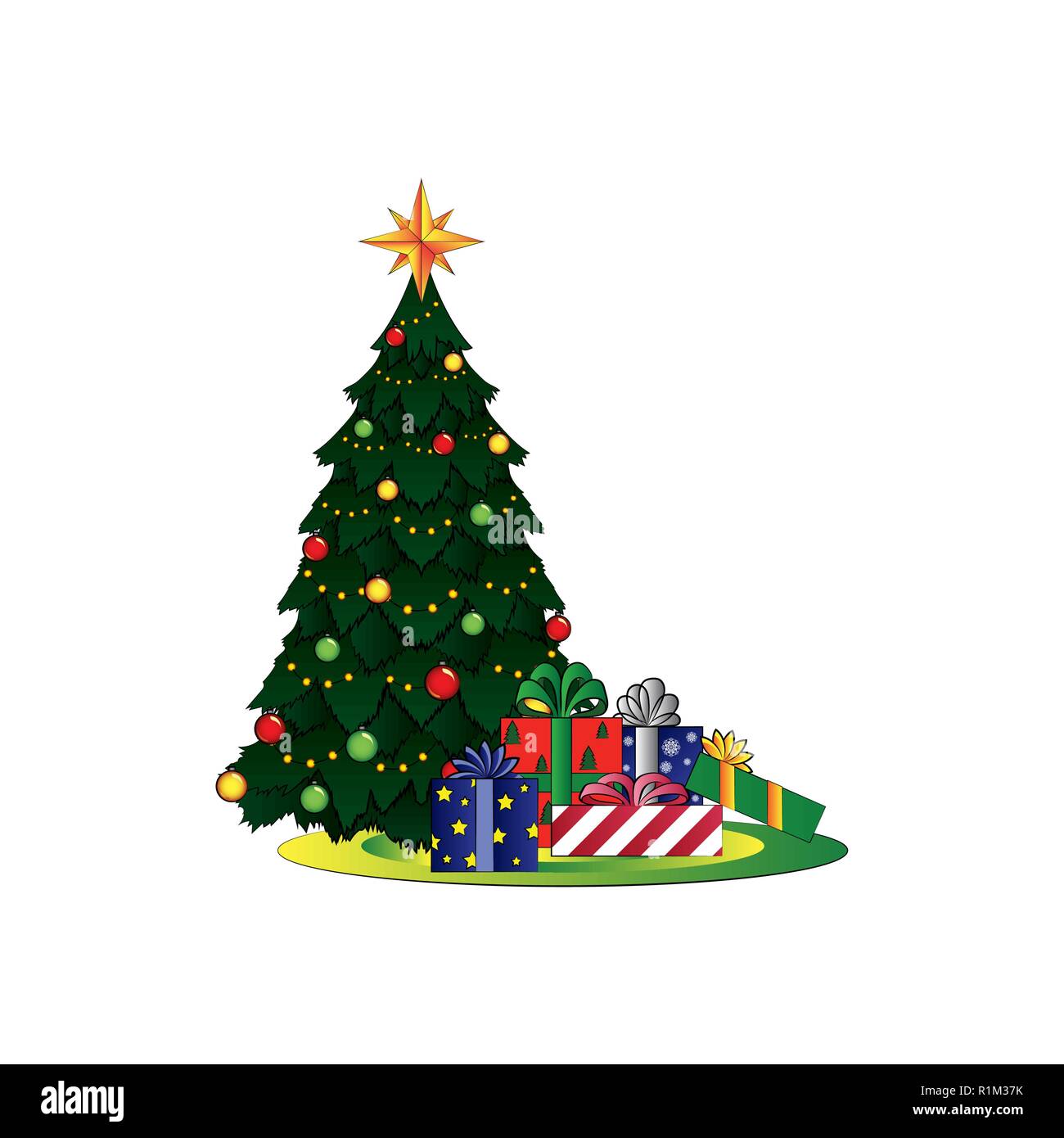 Christmas tree and gifts. Vector color illustration Stock Vector Image ...