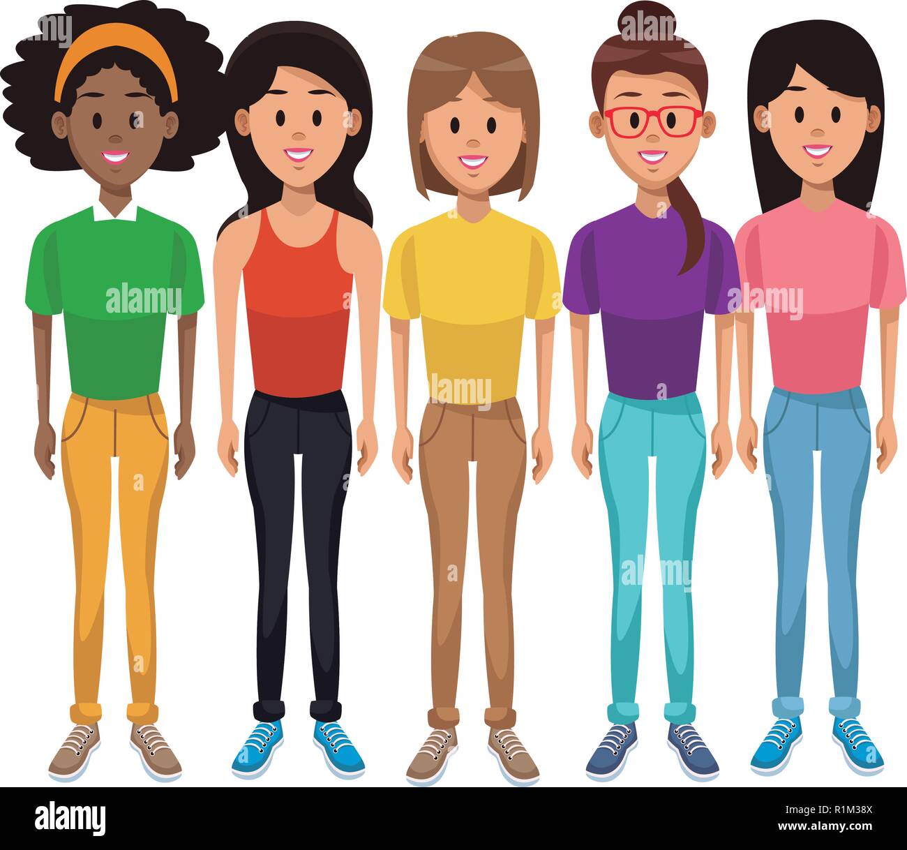Young women people cartoon vector illustration graphic design Stock ...