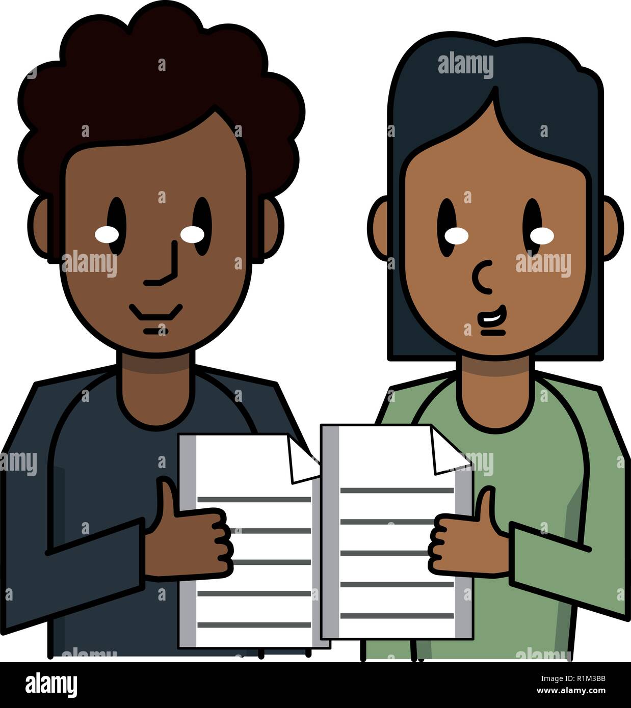 Coworkers with document cartoon vector illustration graphic design ...