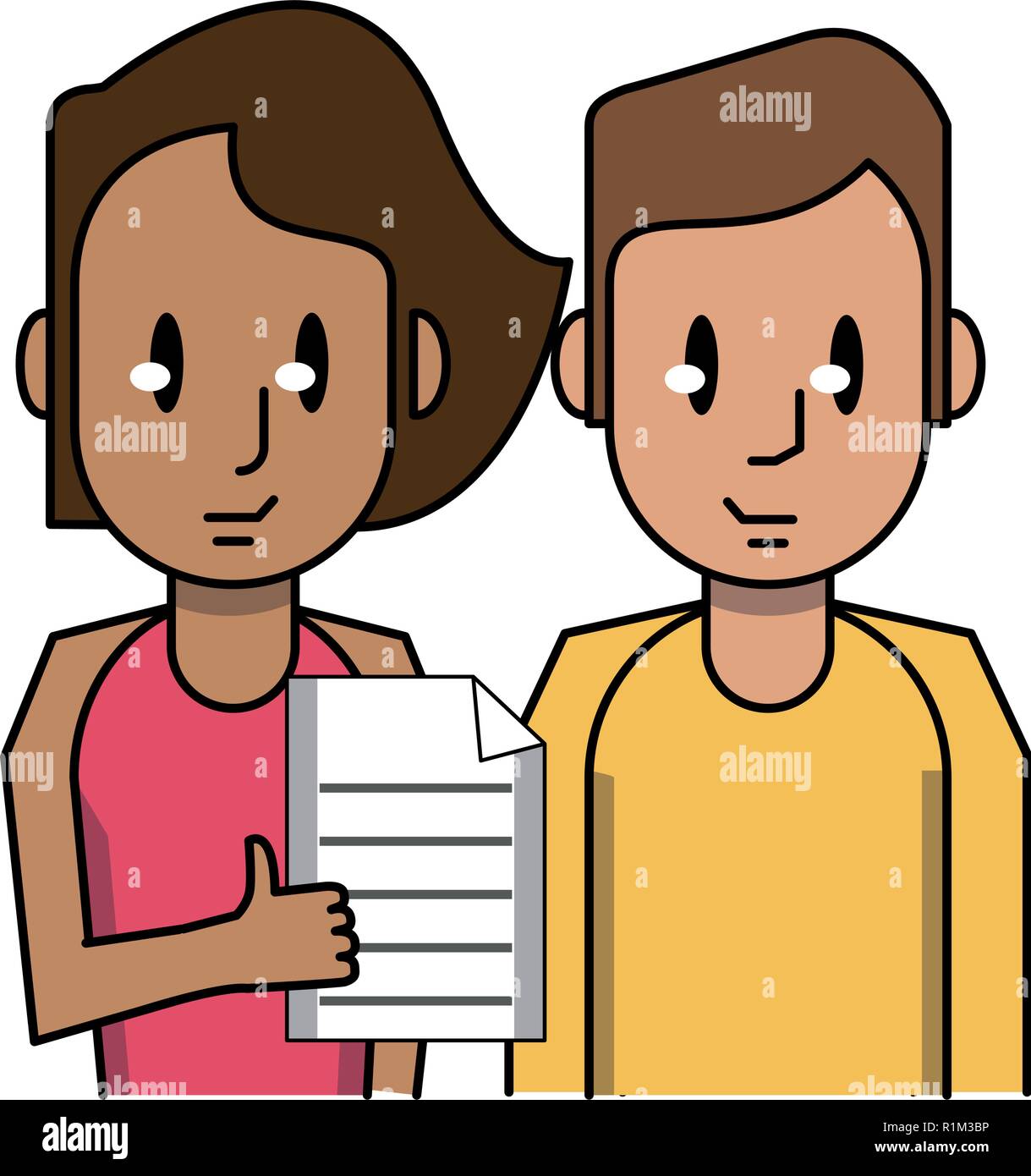 Coworkers with document cartoon vector illustration graphic design ...