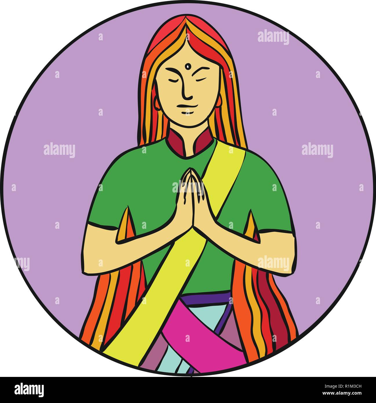 Beautiful indian woman in namaste Stock Vector Images - Alamy