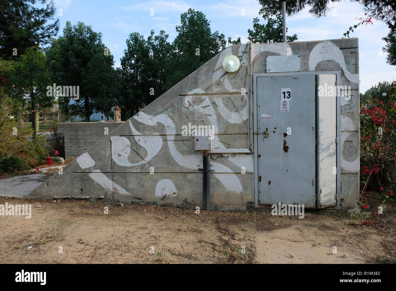 Entrance to a public bomb shelter in Kissufim a community in the ...