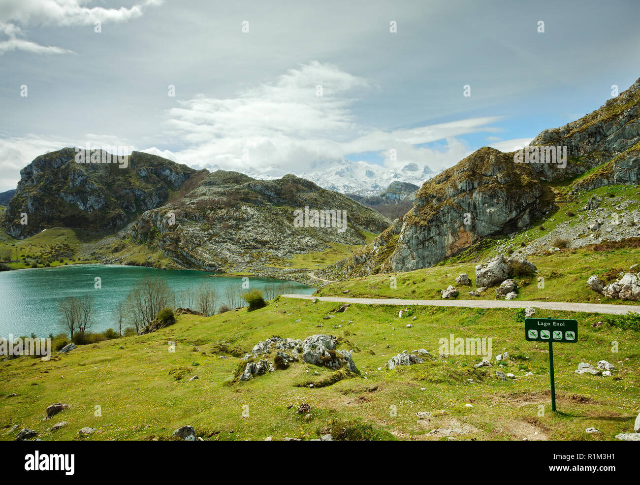 Lake Enol in Picos de Europa National Park, Covadonga, Asturias, Spain ...