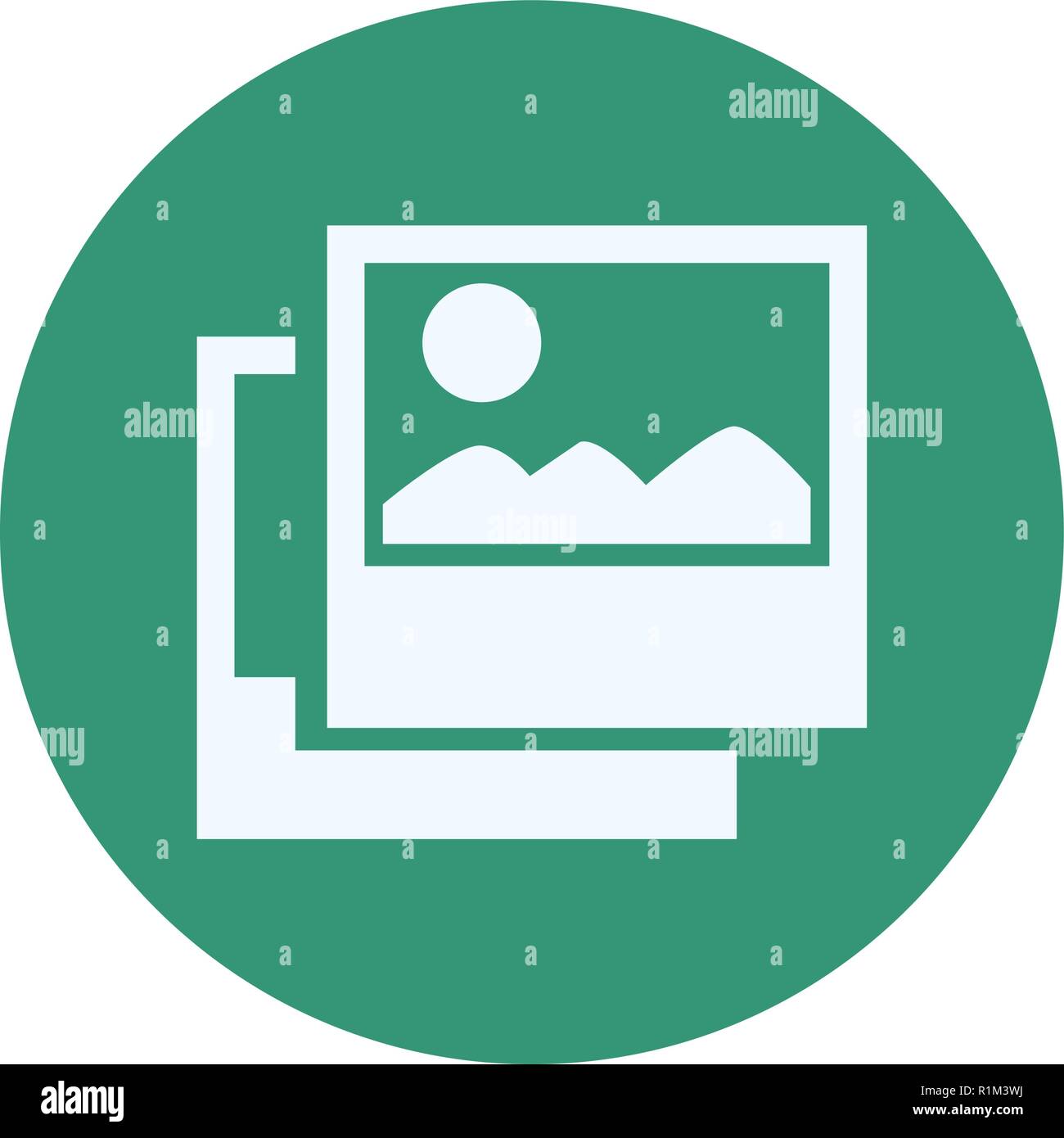 Photos gallery symbol green round icon vector illustration graphic ...