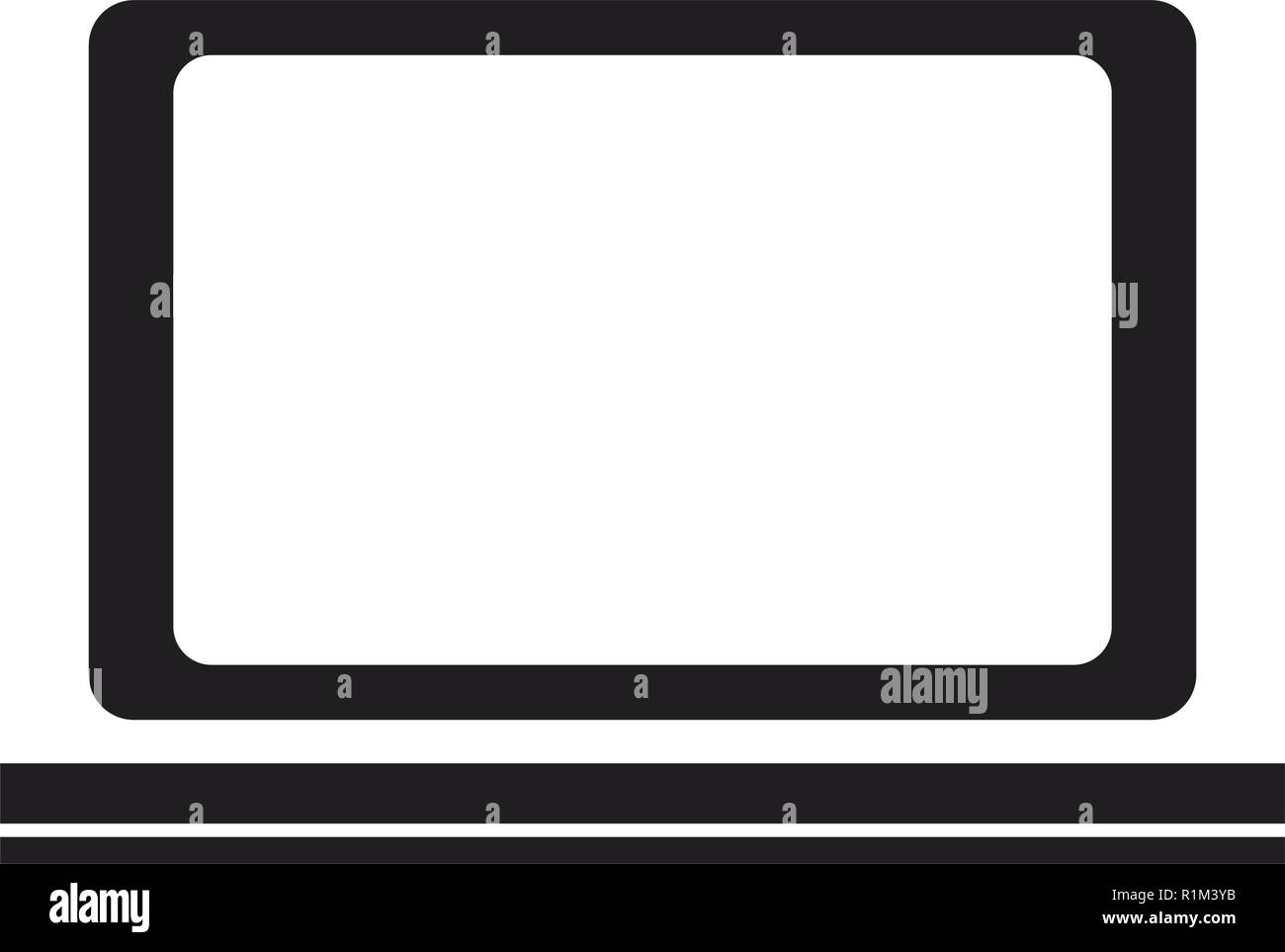 Laptop computer technology black and white vector illustration graphic ...