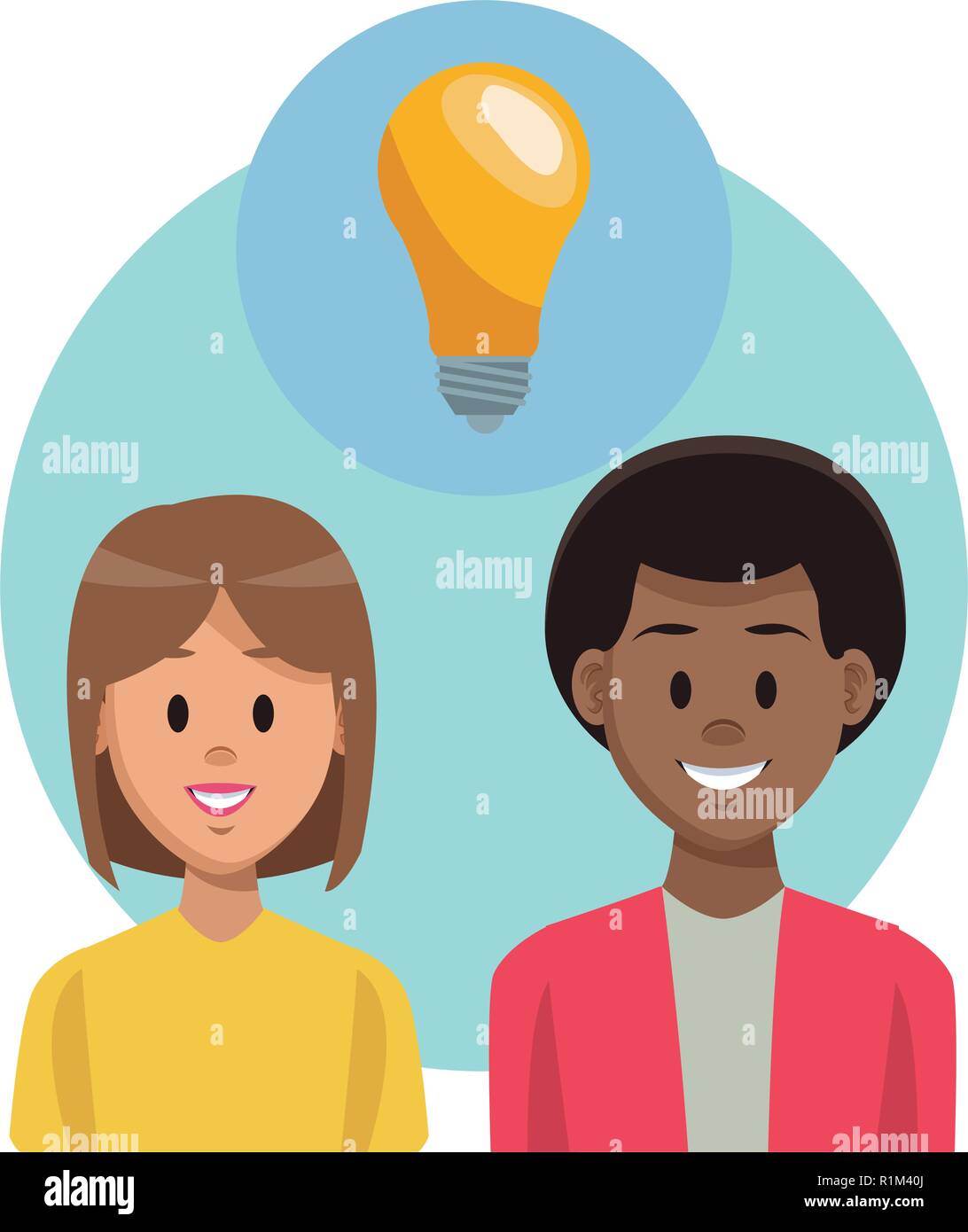 Youn people with big idea cartoon vector illustration graphic design ...