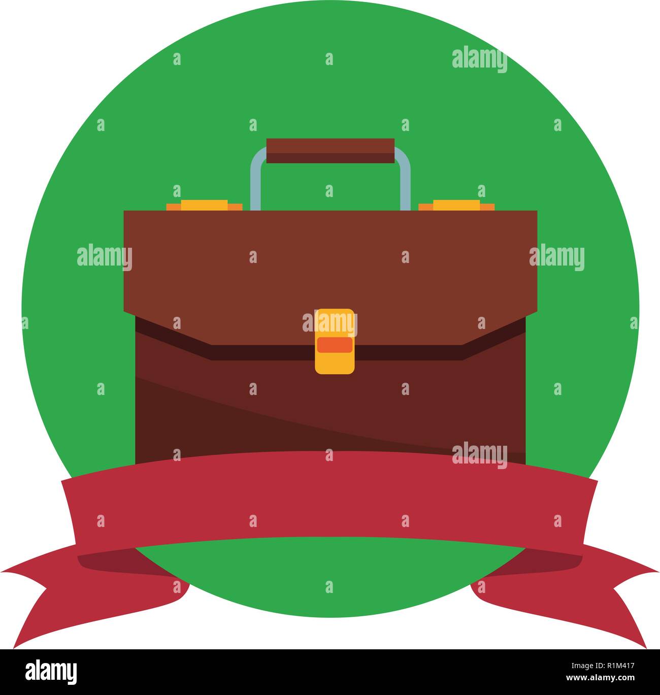 Business briefcase symbol isolated round emblem ribbon banner vector ...