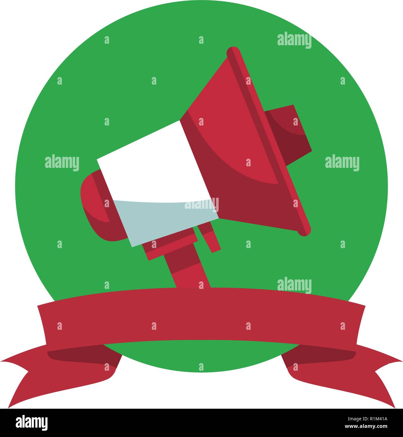 Bullhorn advertising symbol round emblem ribbon banner vector ...