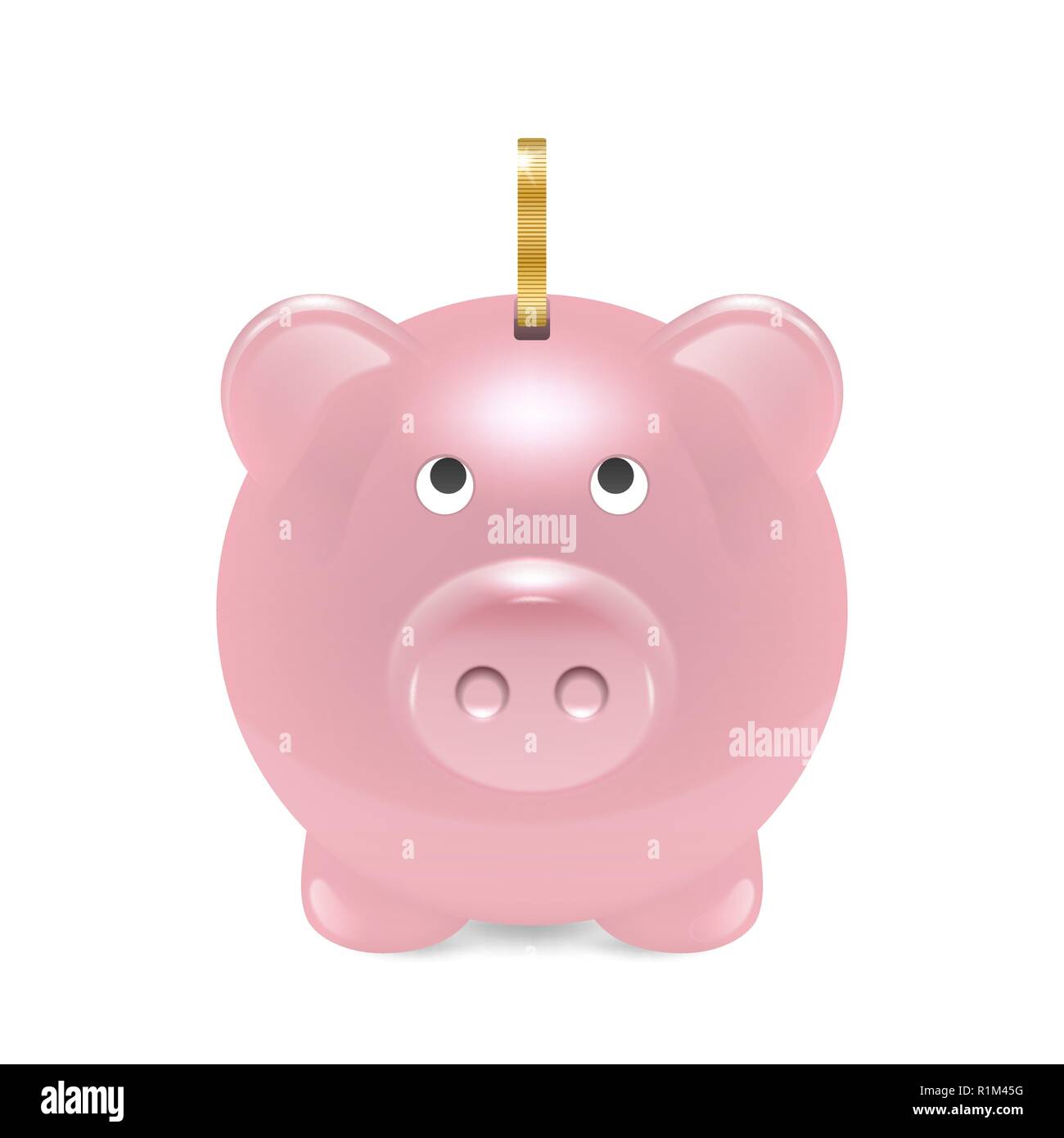 Vector Realistic 3d Pink Retro Piggy Bank Closeup Isolated on White ...