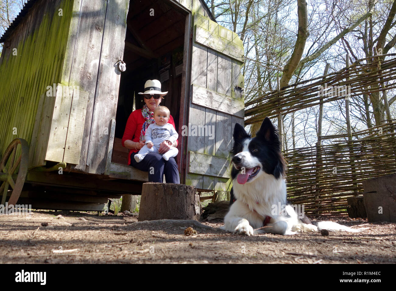 Woman and baby in rural countryside setting England Uk Stock Photo - Alamy