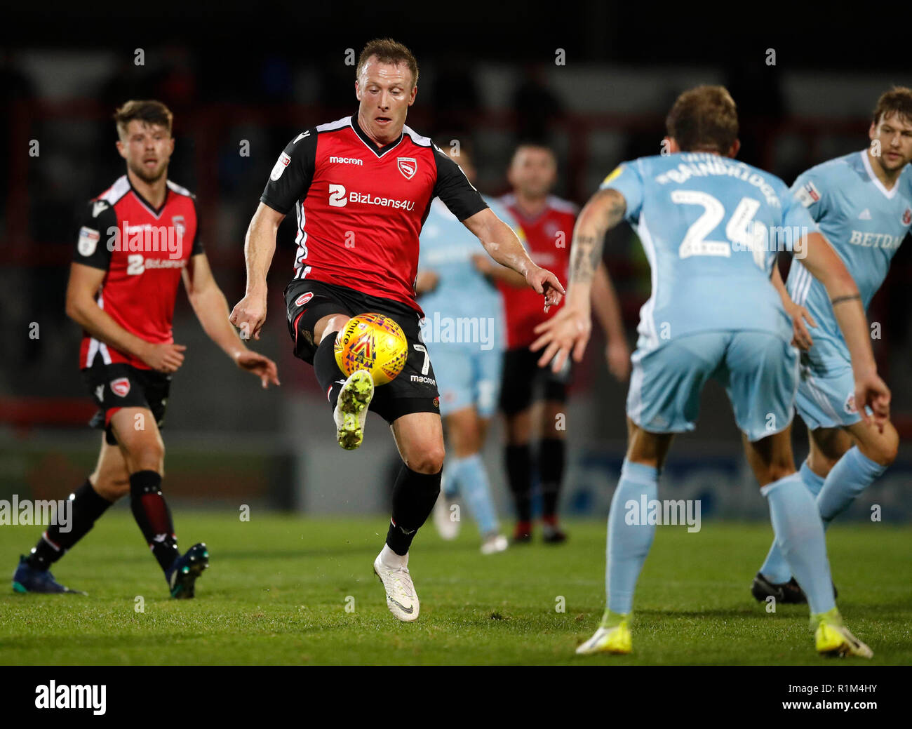 Morecambes garry thompson controls ball hi-res stock photography and ...