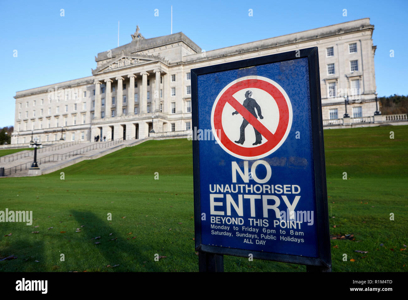 no entry or access sign outside Parliament buildings stormont belfast ...
