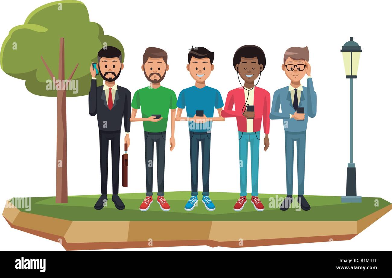 Young people with smartphones vector illustration graphic design Stock ...