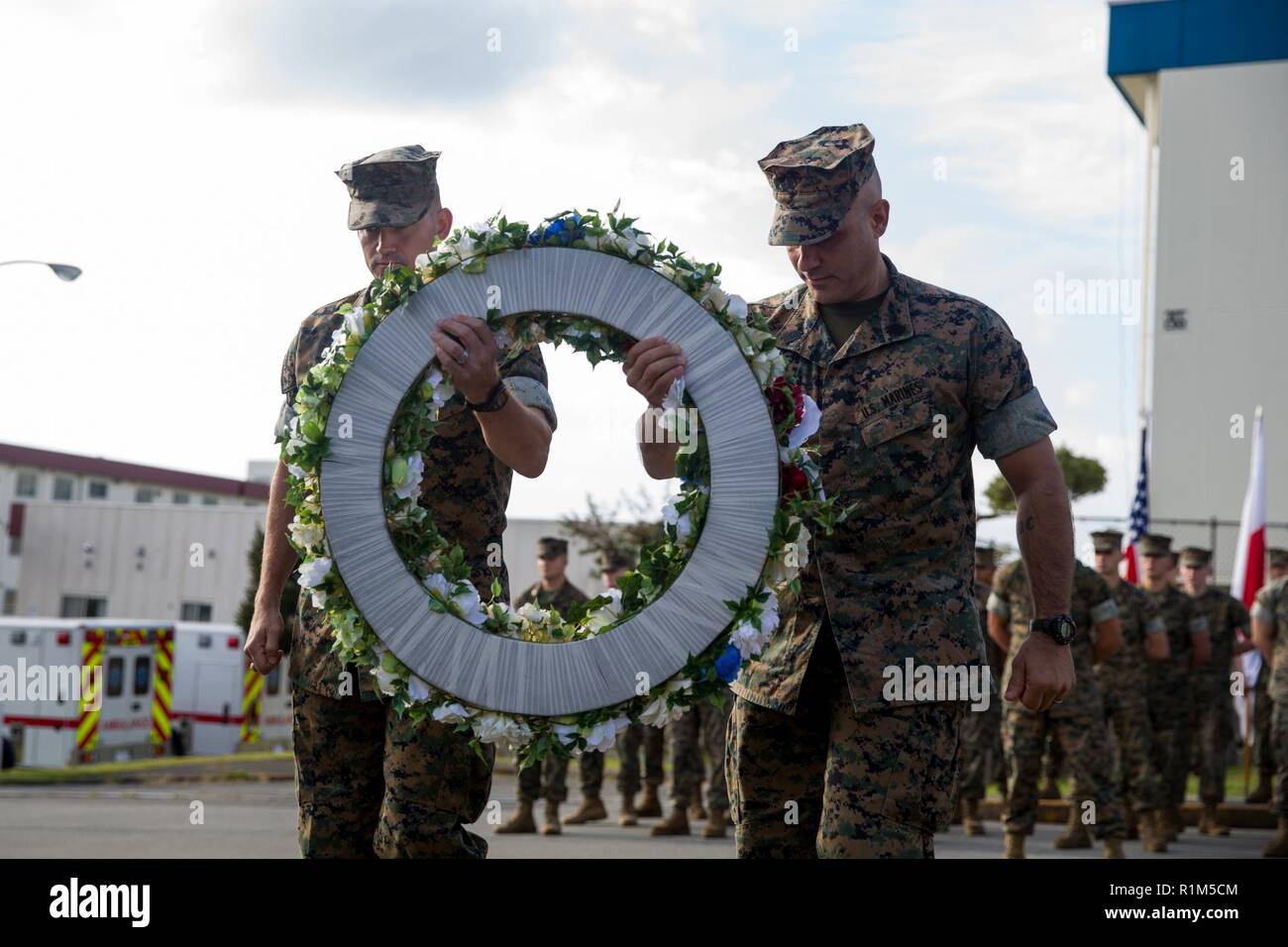 U.S. Marine Corps Col. Michael D. Reilly, left, commanding officer ...