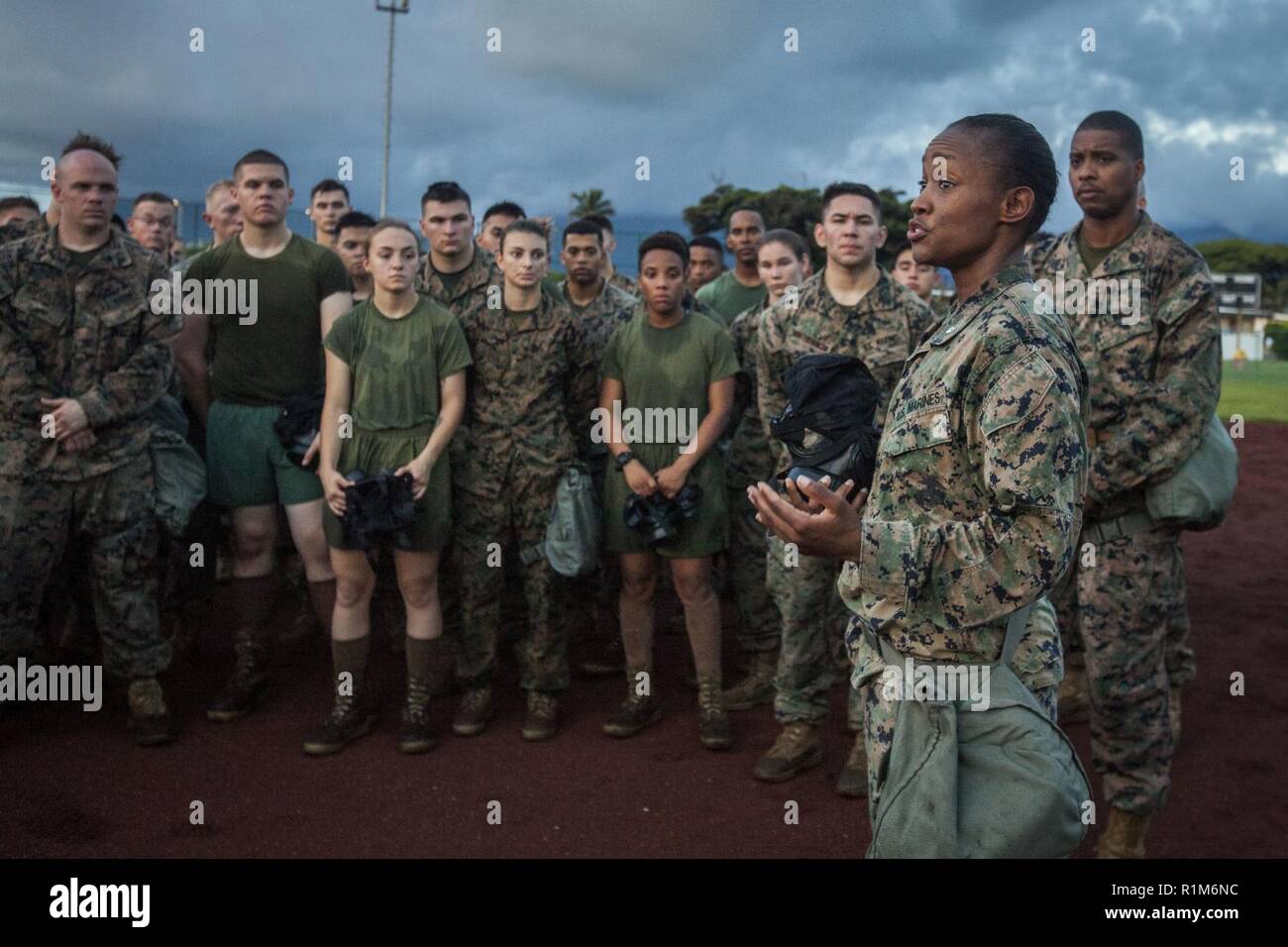 U.S. Marine Corps Lt. Col. Marshalee E. Clarke, commanding officer, Headquarters Battalion ...