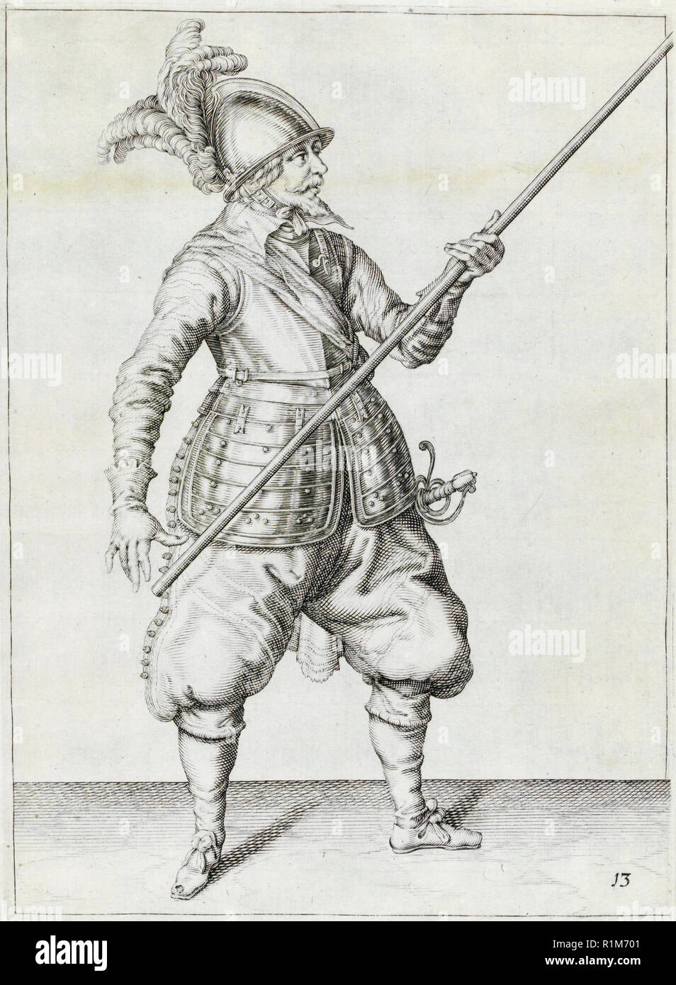 Pikeman, illustration from 'The Handling of Arms, Arquebuses, Muskets ...