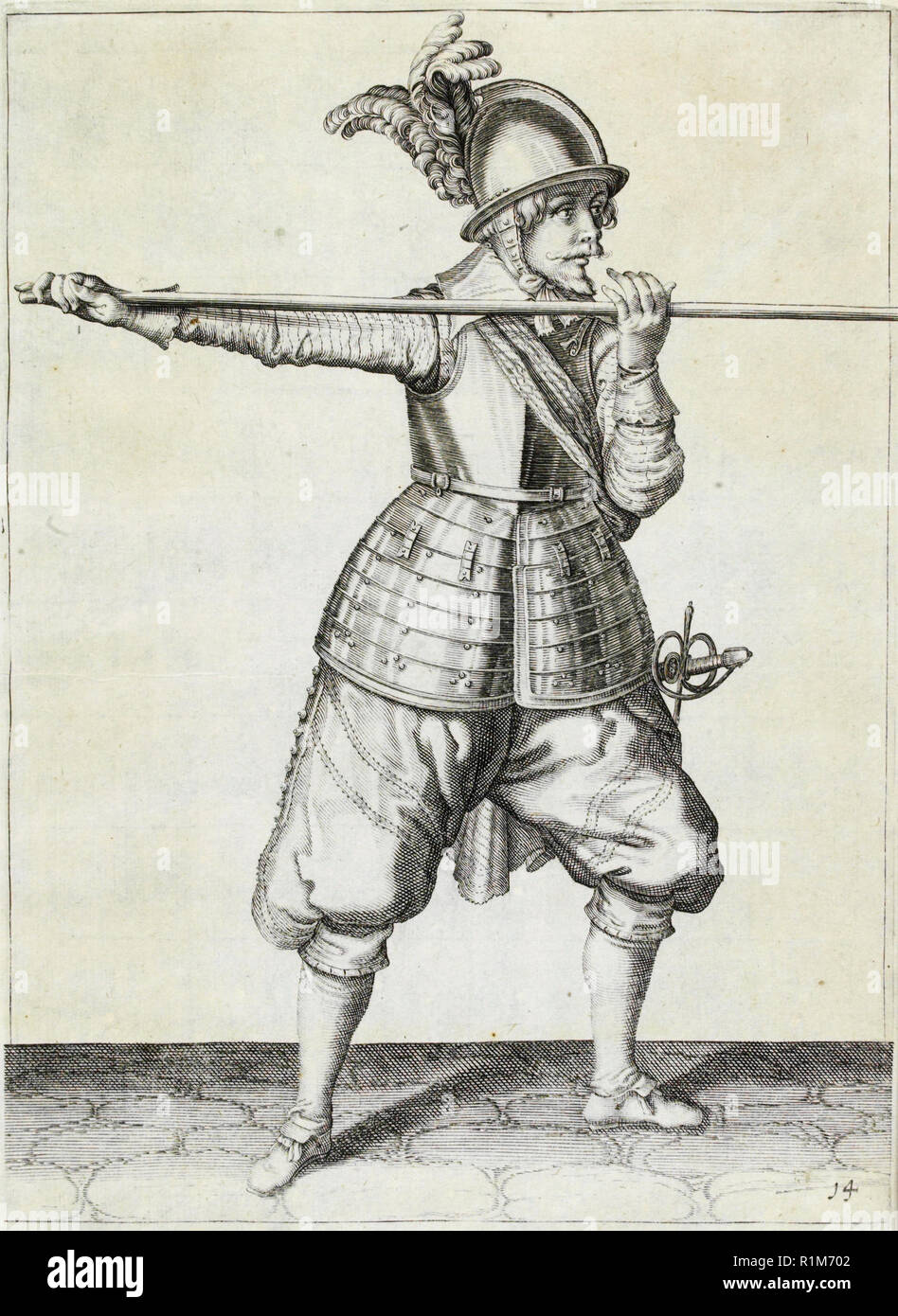 Pikeman, illustration from 'The Handling of Arms, Arquebuses, Muskets ...