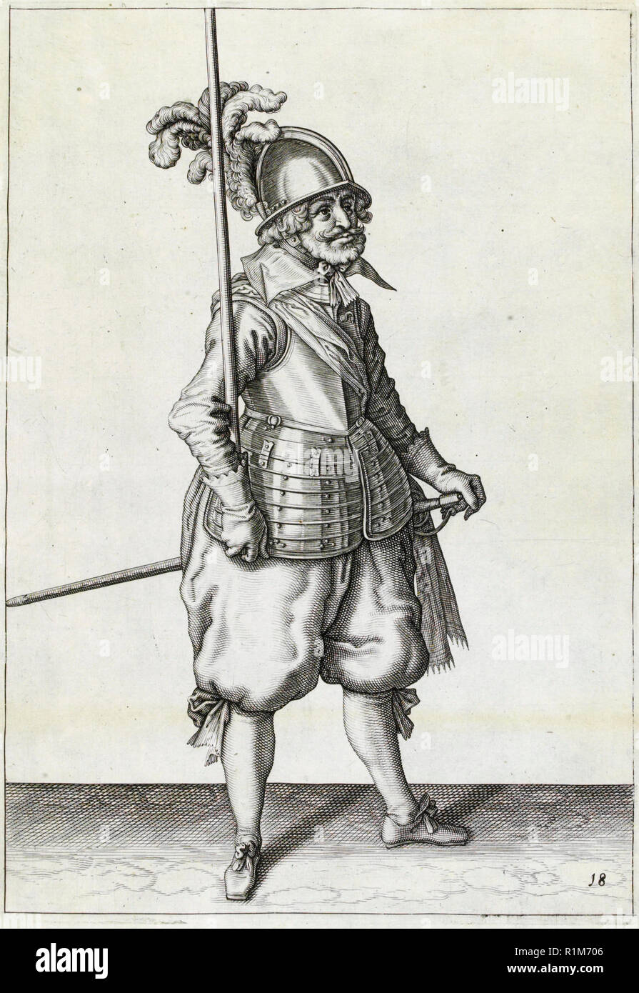 Pikeman, illustration from 'The Handling of Arms, Arquebuses, Muskets ...