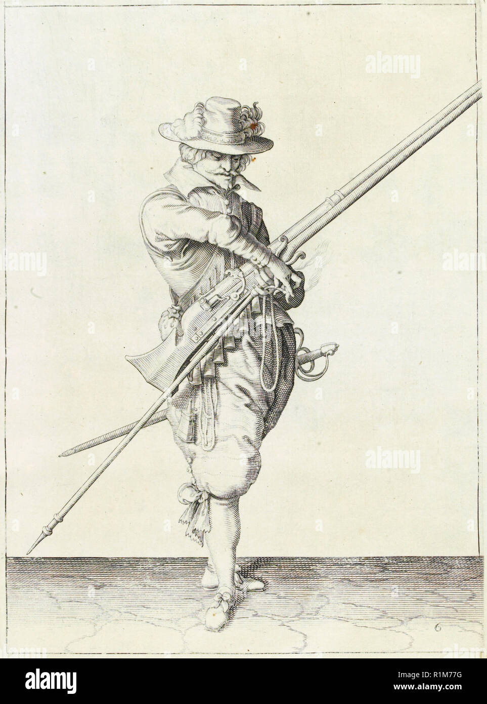 Musketeer, illustration from 'The Handling of Arms, Arquebuses, Muskets ...