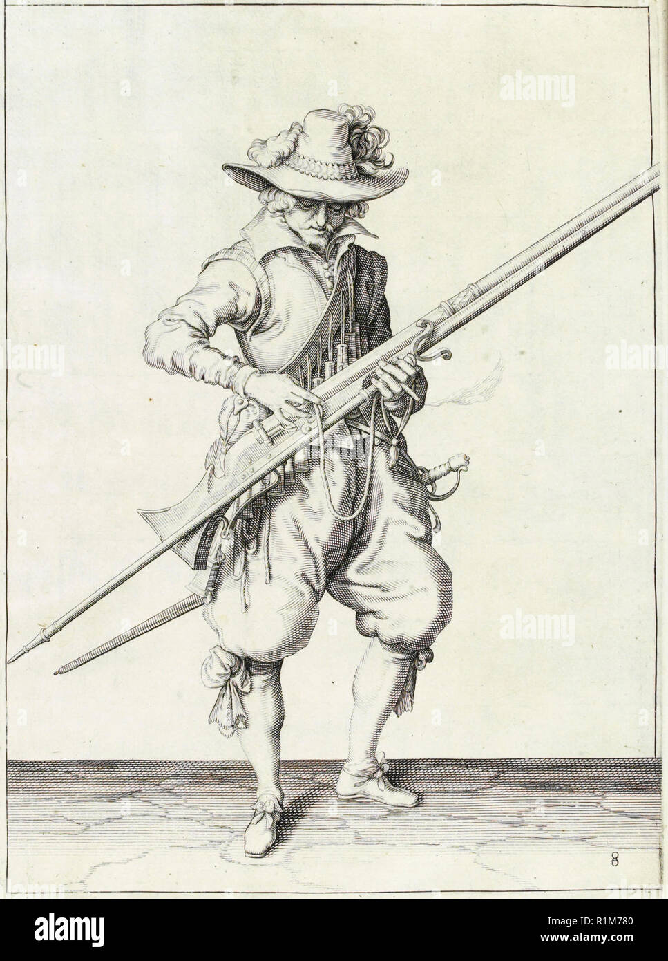Musketeer, illustration from 'The Handling of Arms, Arquebuses, Muskets ...