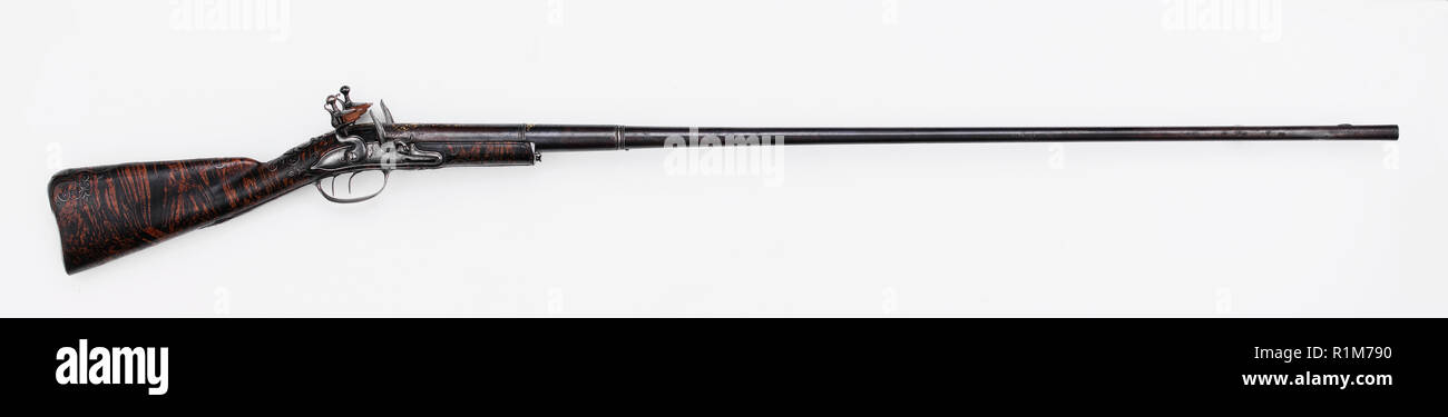 Flintlock breech loading gun. English, about 1690. Made by Jacques ...