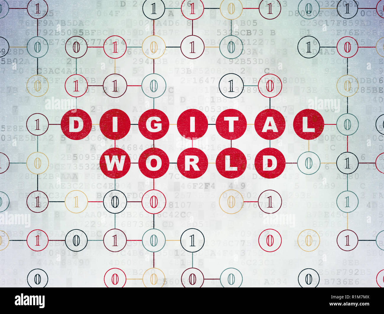 Information concept: Digital World on Digital Data Paper background ...
