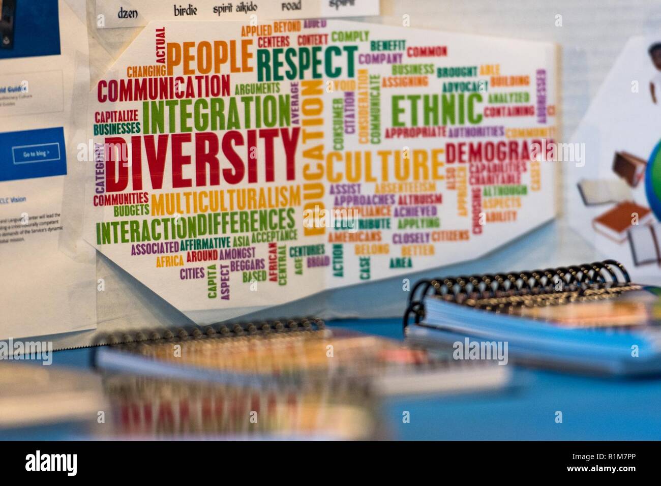 An infographic is seen on a poster during Diversity Day at Hulman Field ...