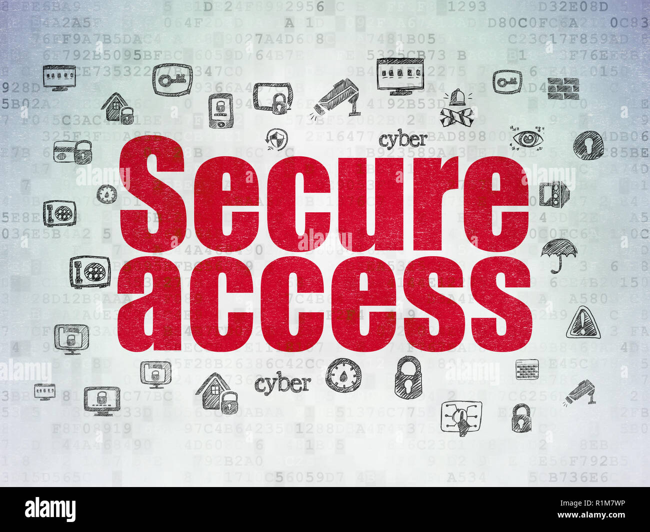 Protection concept: Secure Access on Digital Data Paper background ...
