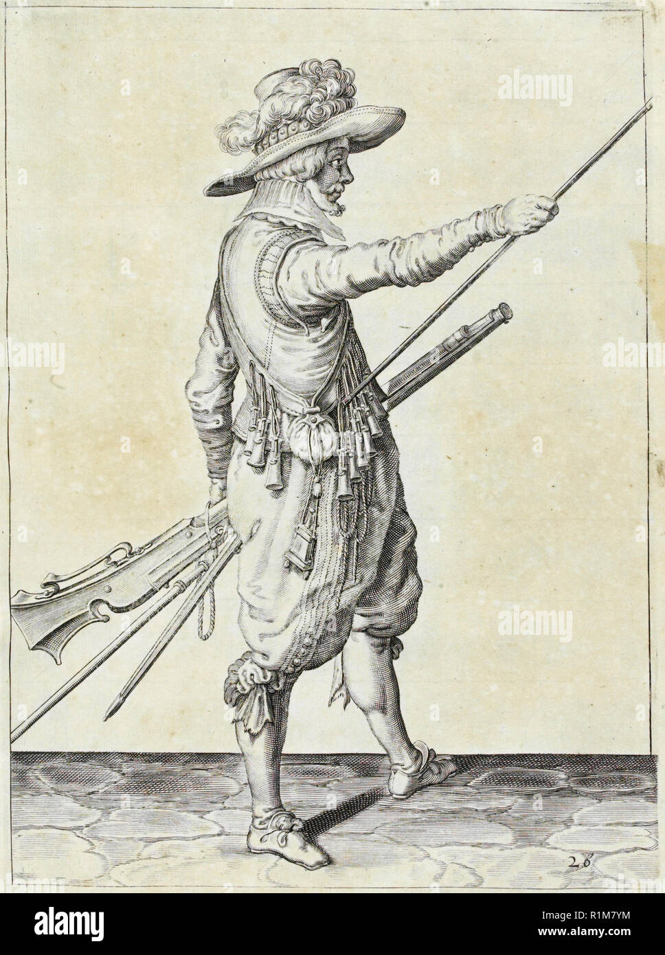 Musketeer, illustration from 'The Handling of Arms, Arquebuses, Muskets ...