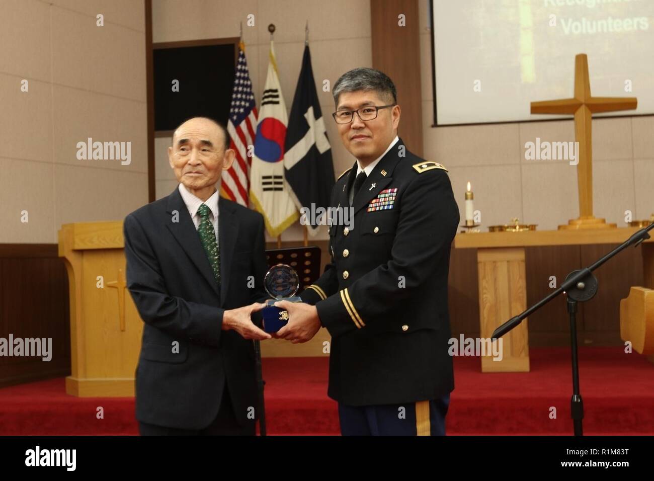 CAMP RED CLOUD, Republic of Korea – Chaplain (Lt. Col.) Won, Sang Joon, Seoul native, and U.S ...
