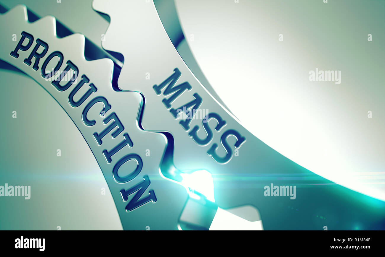 Mass Production - Mechanism of Shiny Metal Cog Gears . 3D Stock Photo ...