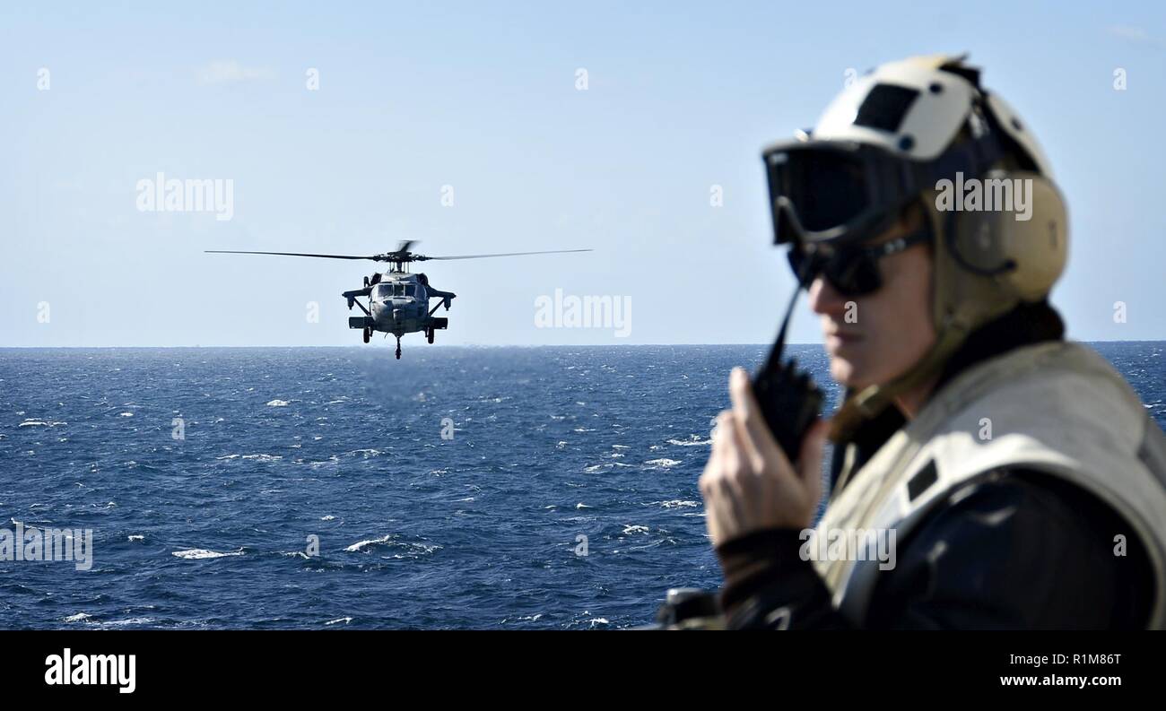 EAST CHINA SEA (Oct. 20, 2018) An MH-60S Sea Hawk helicopter, assigned ...