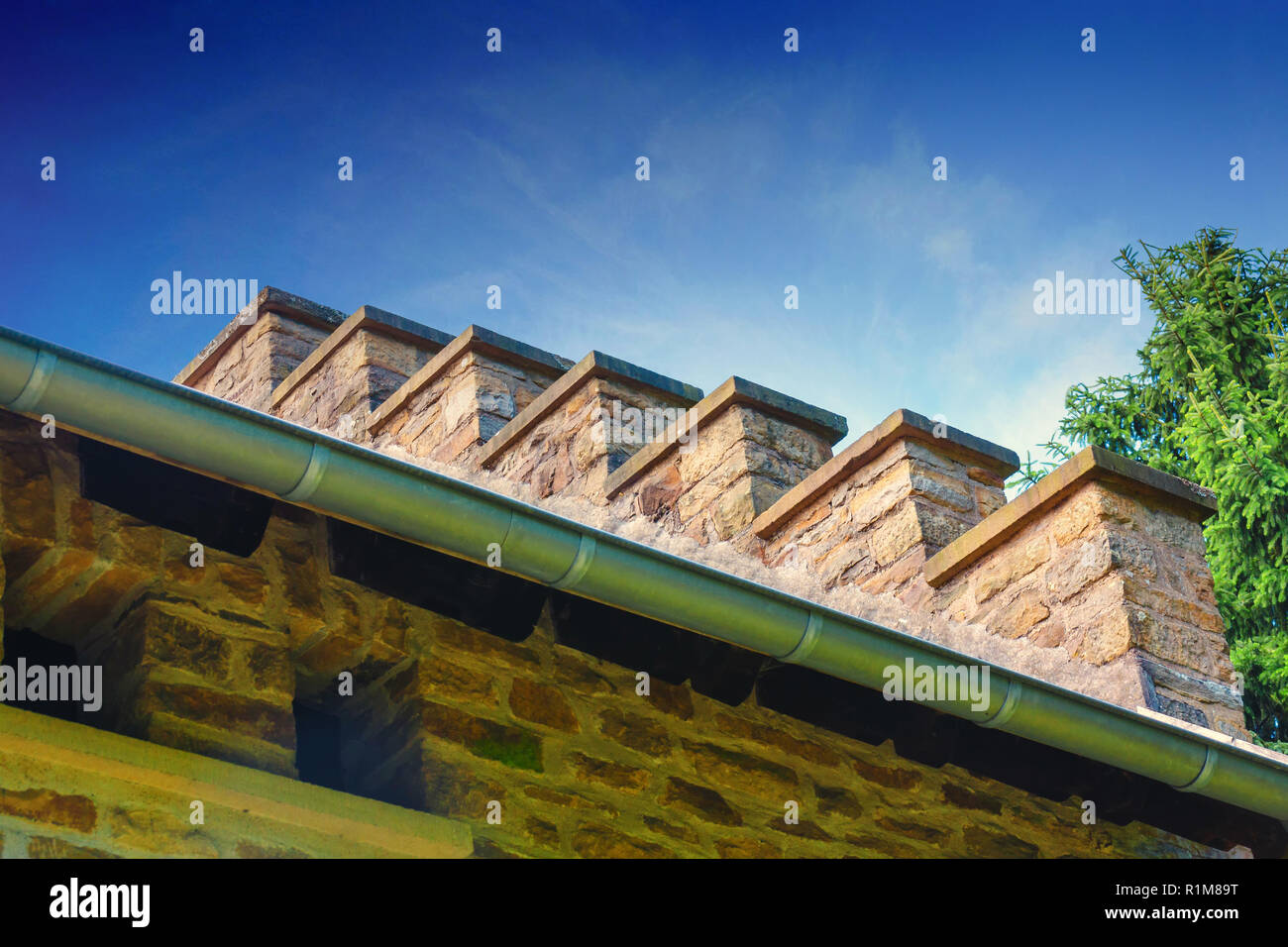 Detail of house with stepped gable Stock Photo - Alamy