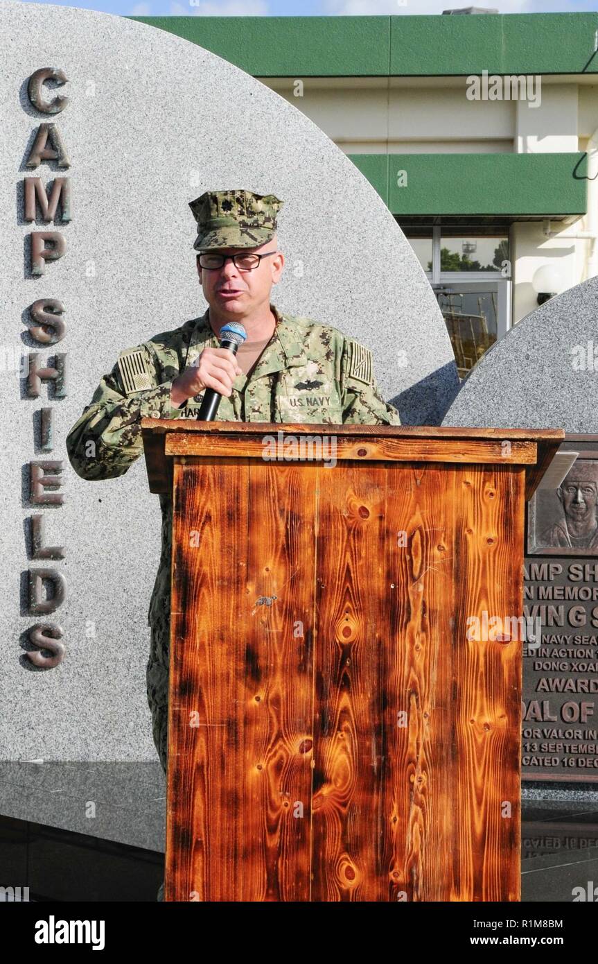 OKINAWA, Japan (Oct. 22, 2018) Cmdr. Joseph Harder, commanding officer ...
