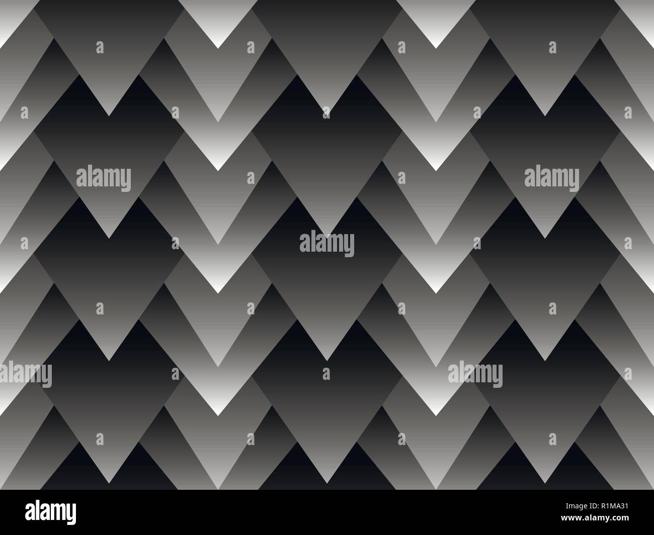 Geometric seamless pattern with layered triangles. Monochrome retro ...