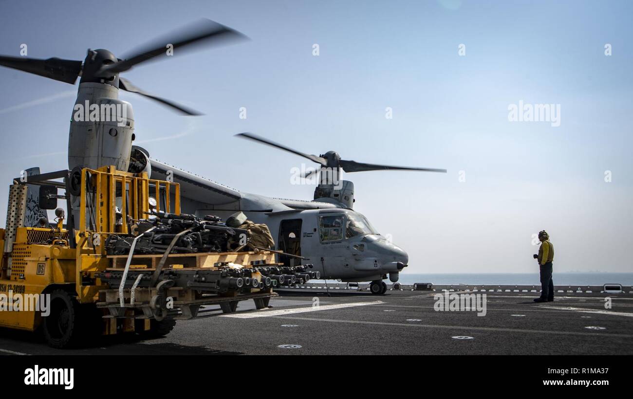 ARABIAN SEA (Oct. 21, 2018) An MV-22 Osprey tiltrotor aircraft ...