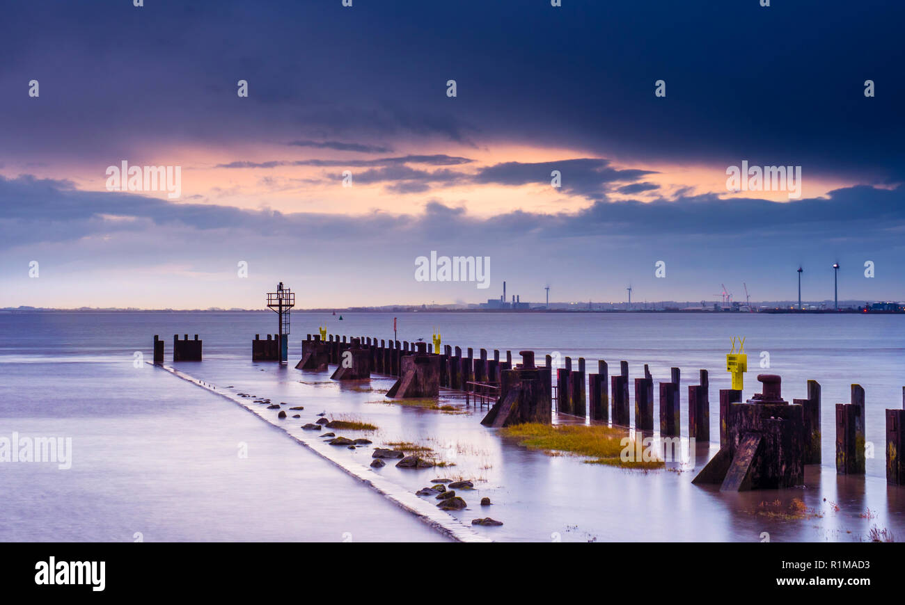 The remains of the old wooden pier at Portishead leading into the ...