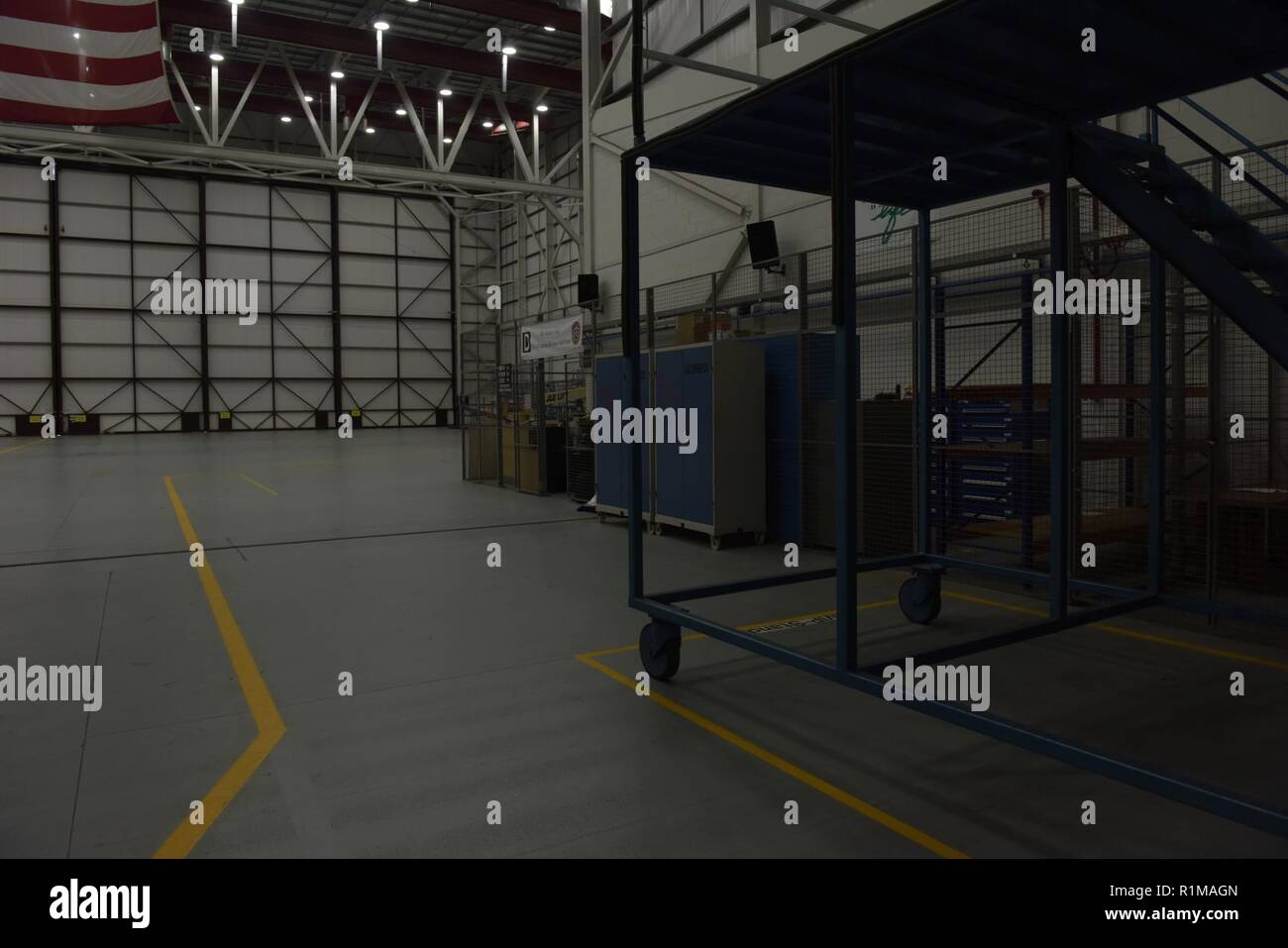 U.S. Air Force aircraft hangar in building 814 at RAF Mildenhall ...