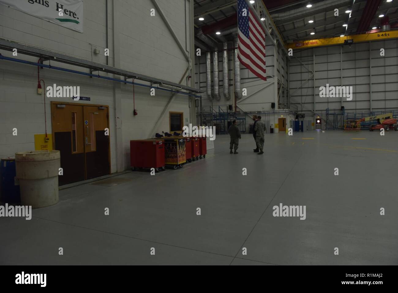 U.S. Air Force aircraft hangar in building 814 at RAF Mildenhall ...