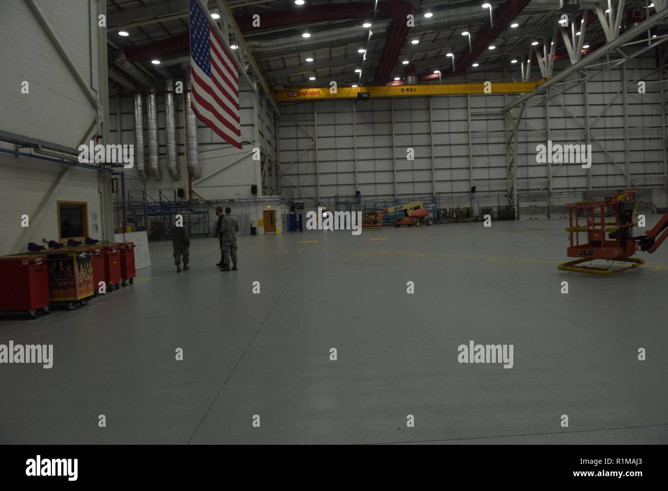 U.S. Air Force aircraft hangar in building 814 at RAF Mildenhall ...