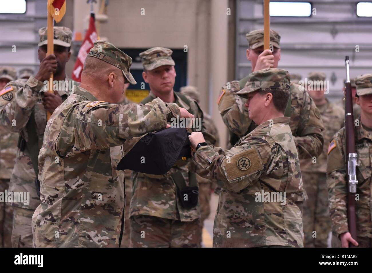 New York Army National Guard Lt. Col. April Bennett(right), the 152nd ...
