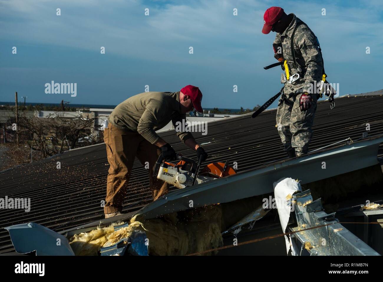 Airmen from 823rd RED HORSE Squadron, perform structural repairs at the ...