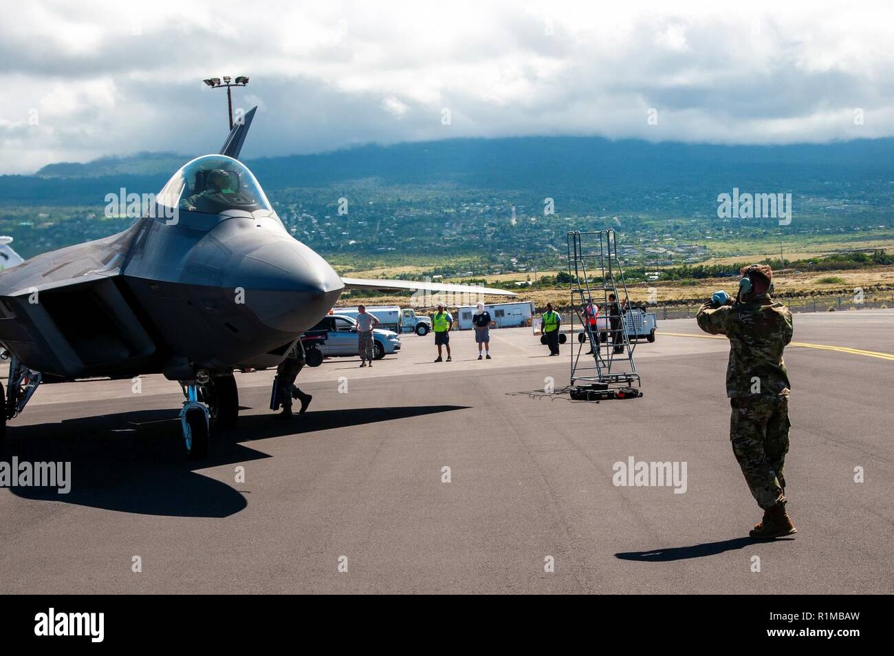 Senior Airman Tyler Suspanic, an F-22 Raptor crew chief with the 15th ...